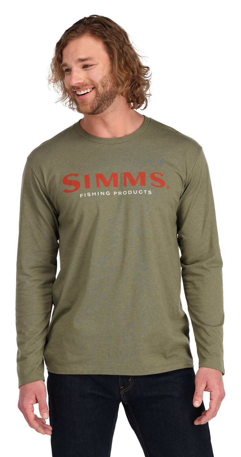 Rybářské triko Simms Logo Military Heather | CzechNymph.cz